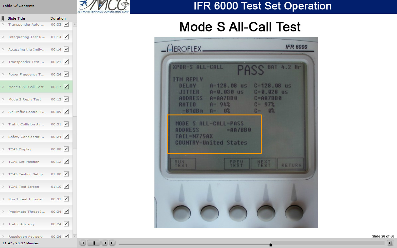 jmcc- IFR 6000 XPDR-TCAS-DME Test Set Operation
